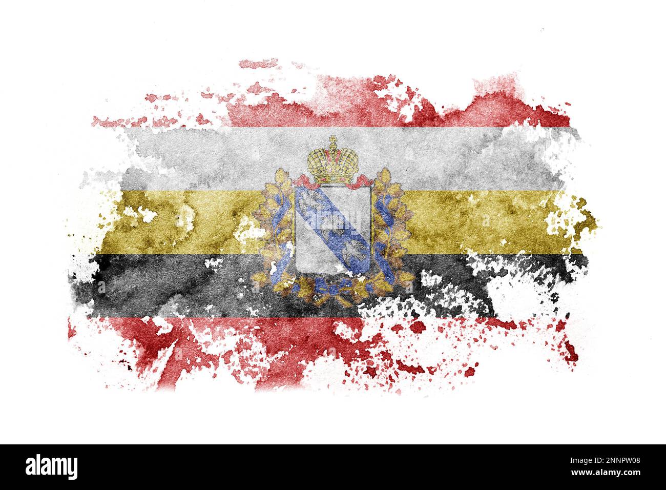 Russia, Russian, Kursk Oblast flag background painted on white paper ...
