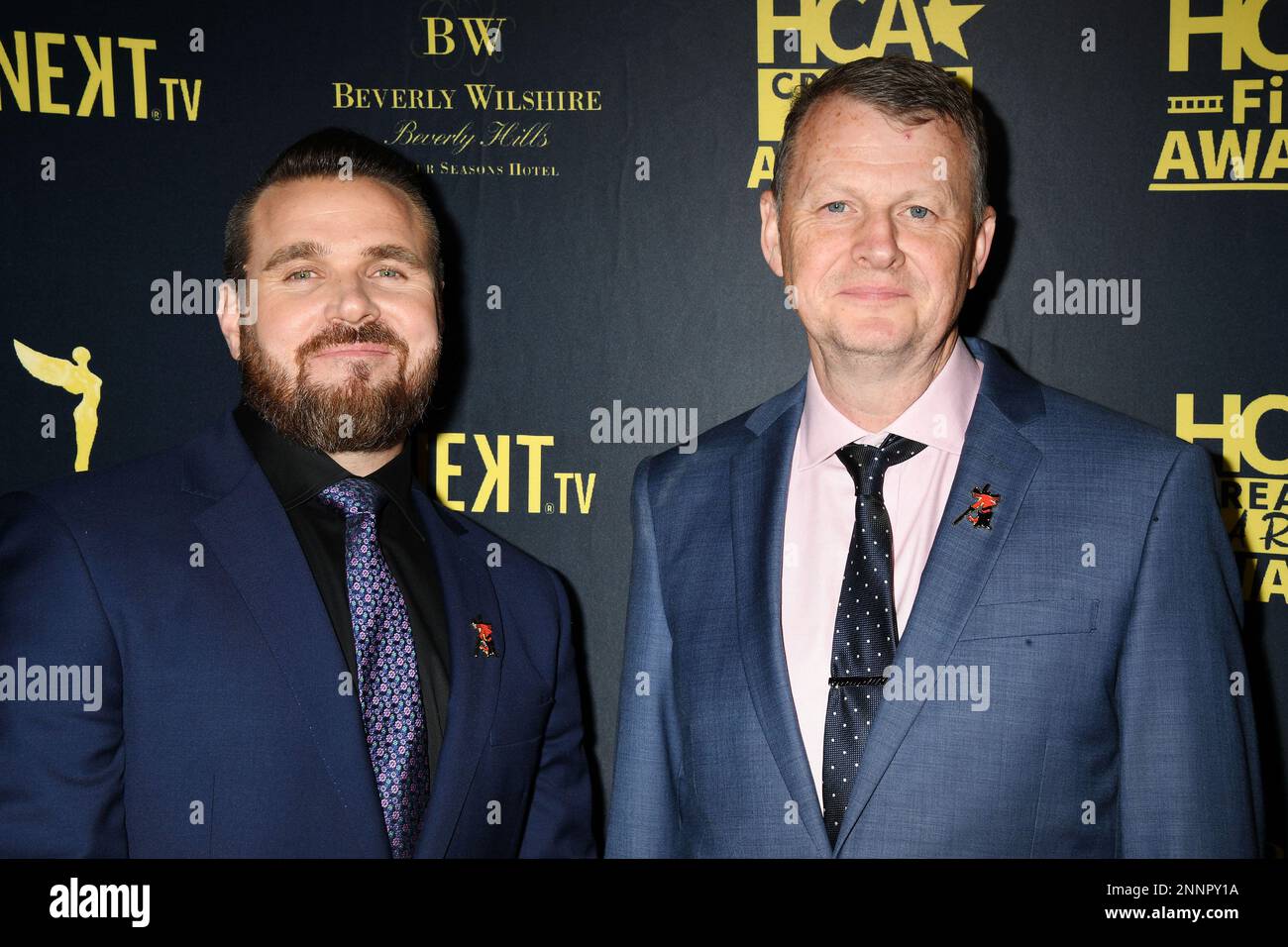 BEVERLY HILLS, CALIFORNIA - FEBRUARY 24: (L-R) Joel Crawford and Mark ...