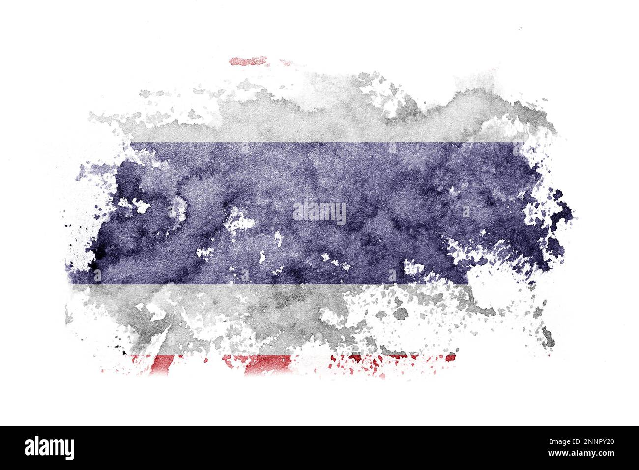 Thailand, Thai flag background painted on white paper with watercolor ...