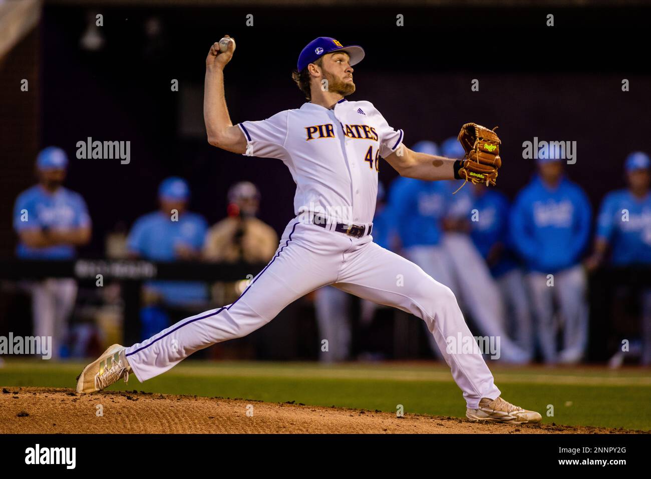 Greenville, NC, USA. 24th Feb, 2023. East Carolina Pirates pitcher Trey ...
