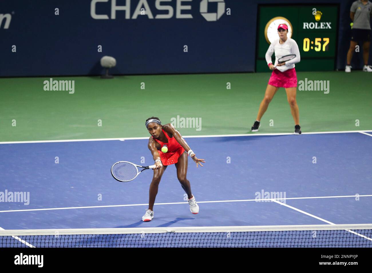 Cori Gauff and Catherine McNally in action against Hailey Baptiste and ...