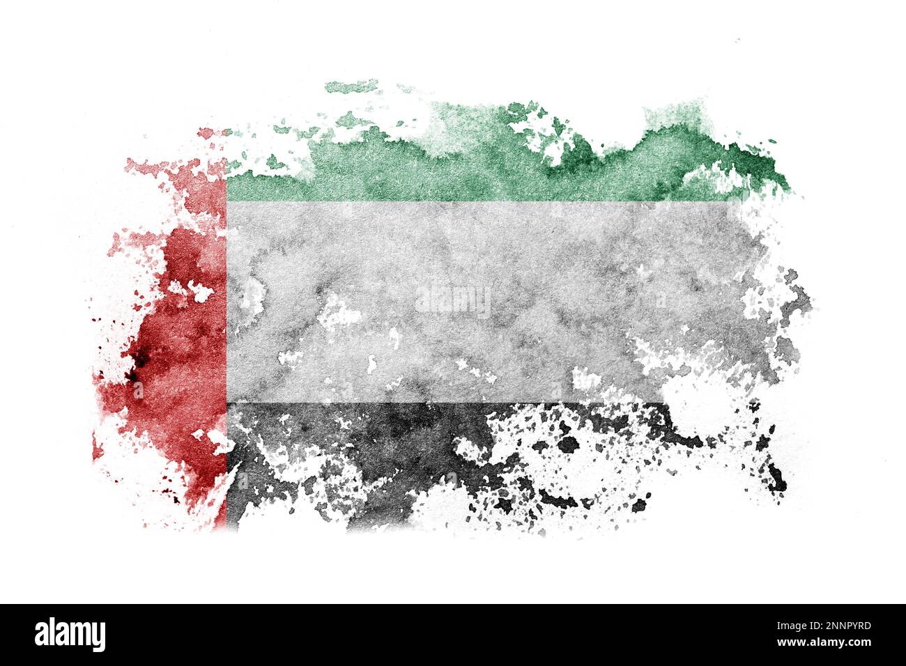 United Arab Emirates, Emirati flag background painted on white paper ...