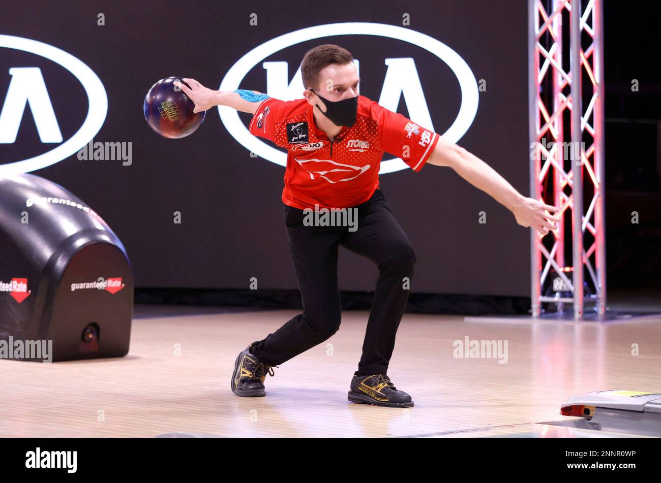Francois Lavoie bowls during the Professional Bowlers Tour Tournament ...