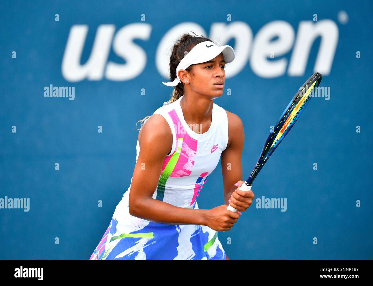 Whitney Osuigwe in action against Kateryna Kozlova at the 2020 US Open ...