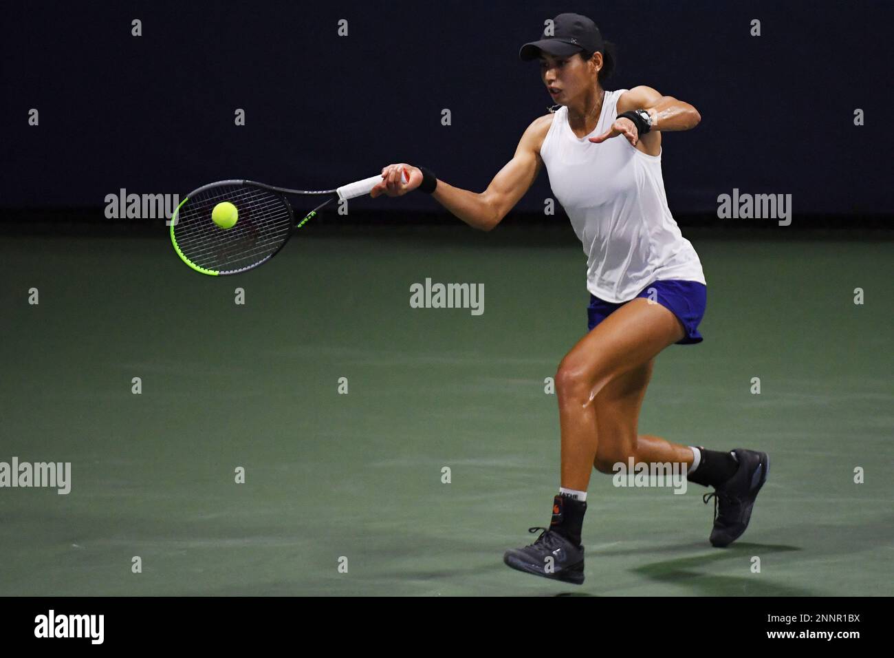 Astra Sharma in action against Dayana Yastremska at the 2020 US Open ...