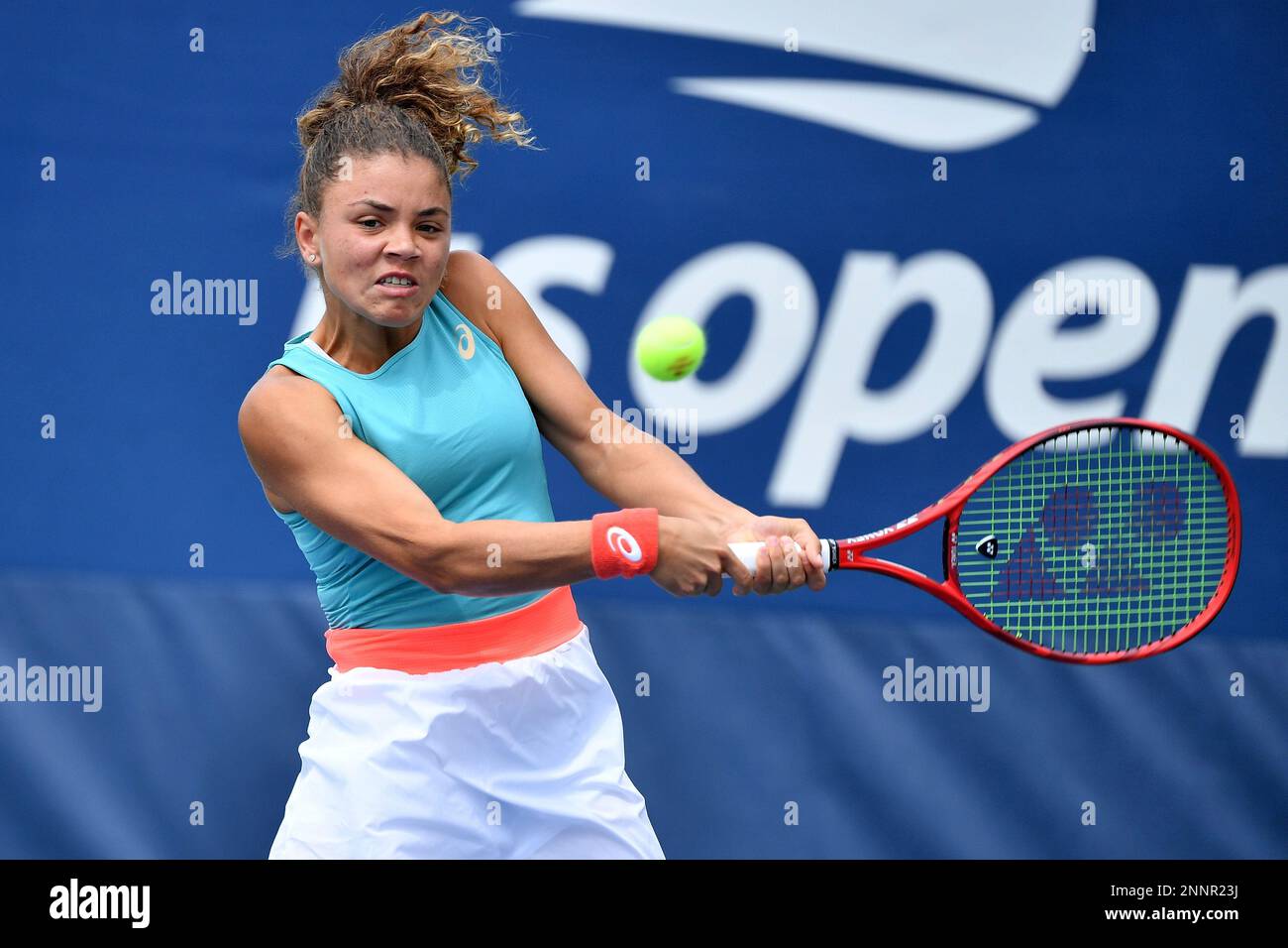 Jasmine Paolini in action against Caroline Garcia at the 2020 US Open ...