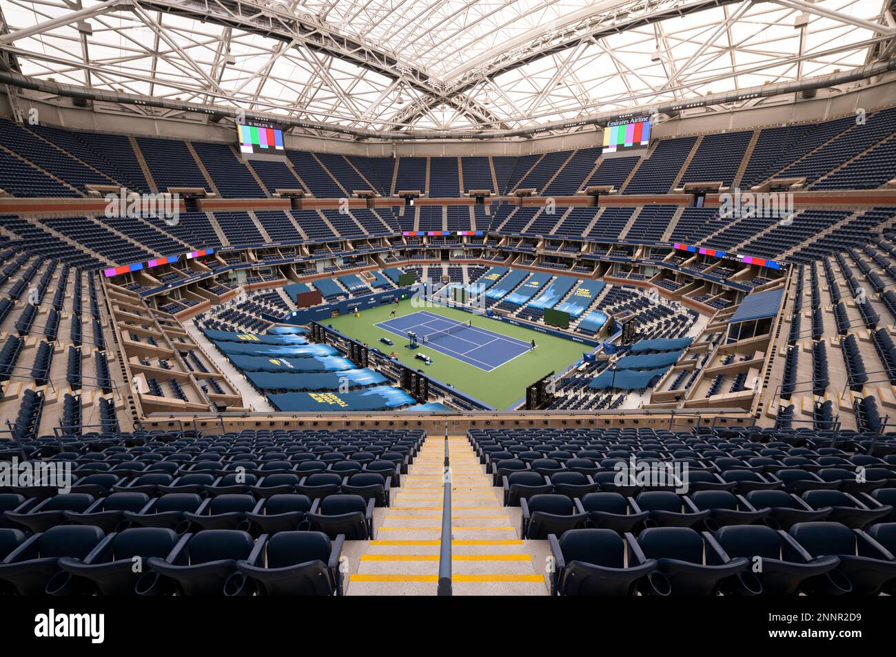 Wide overall view of Arthur Ashe Stadium prior to the 2020 US Open ...