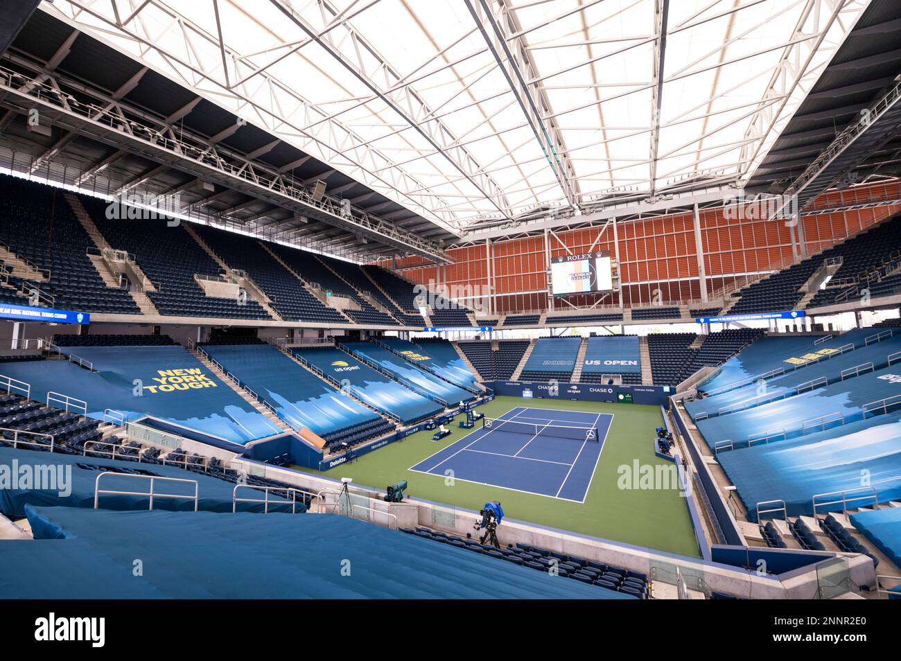 Wide overall view of Louis Armstrong Stadium prior to the 2020 US Open ...