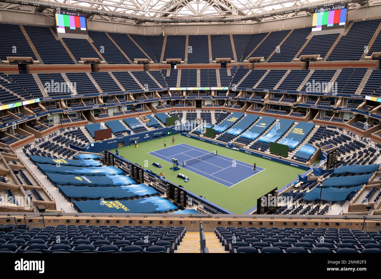 Wide overall view of Arthur Ashe Stadium prior to the 2020 US Open ...