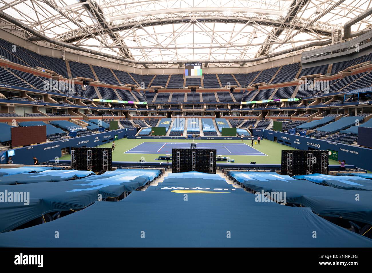 Wide overall view of Arthur Ashe Stadium prior to the 2020 US Open ...
