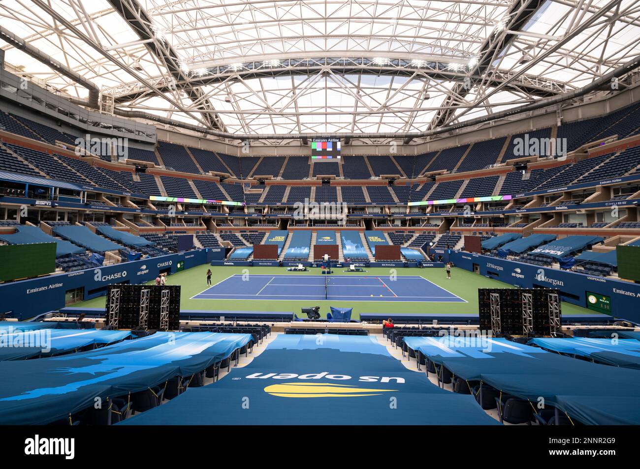 Wide overall view of Arthur Ashe Stadium prior to the 2020 US Open ...