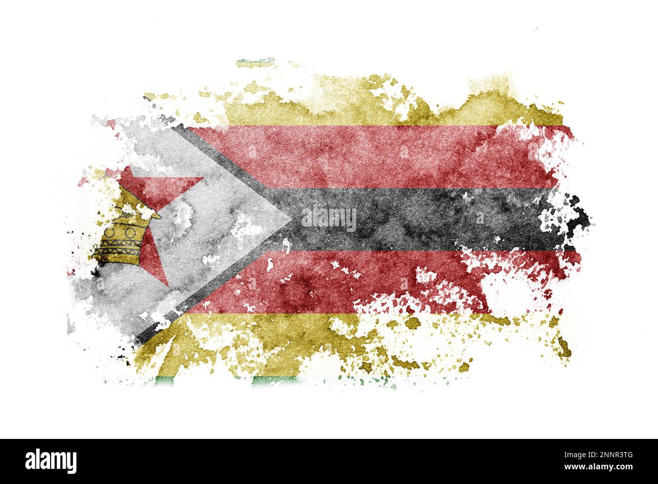 Zimbabwe, Zimbabwean, Zimbo flag background painted on white paper with ...