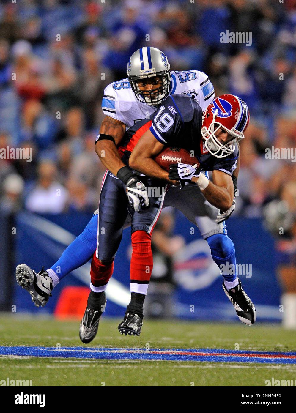 28 August 2008: Buffalo Bills' wide receiver Scott Mayle is tackled by ...