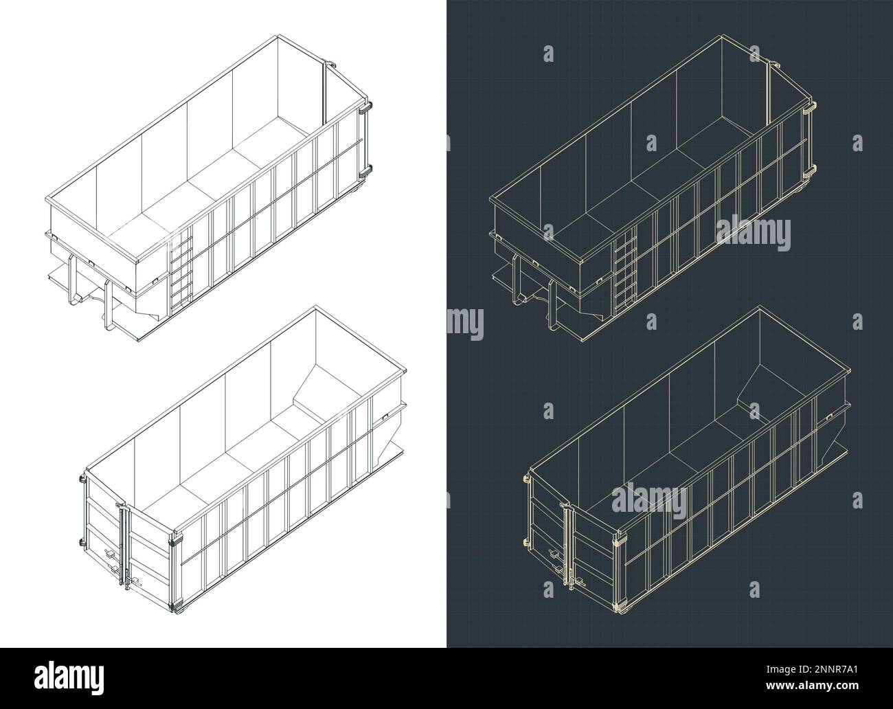 Stylized vector illustration of isometric blueprints of large ...
