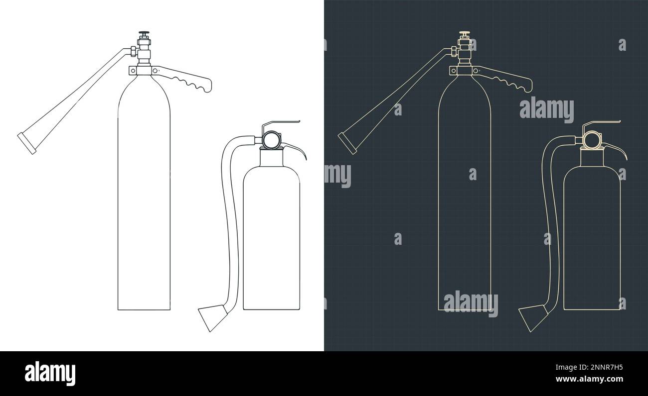 Stylized vector illustrations of blueprints of fire extinguishers Stock ... Stylized vector illustrations of blueprints of fire extinguishers Stock ...