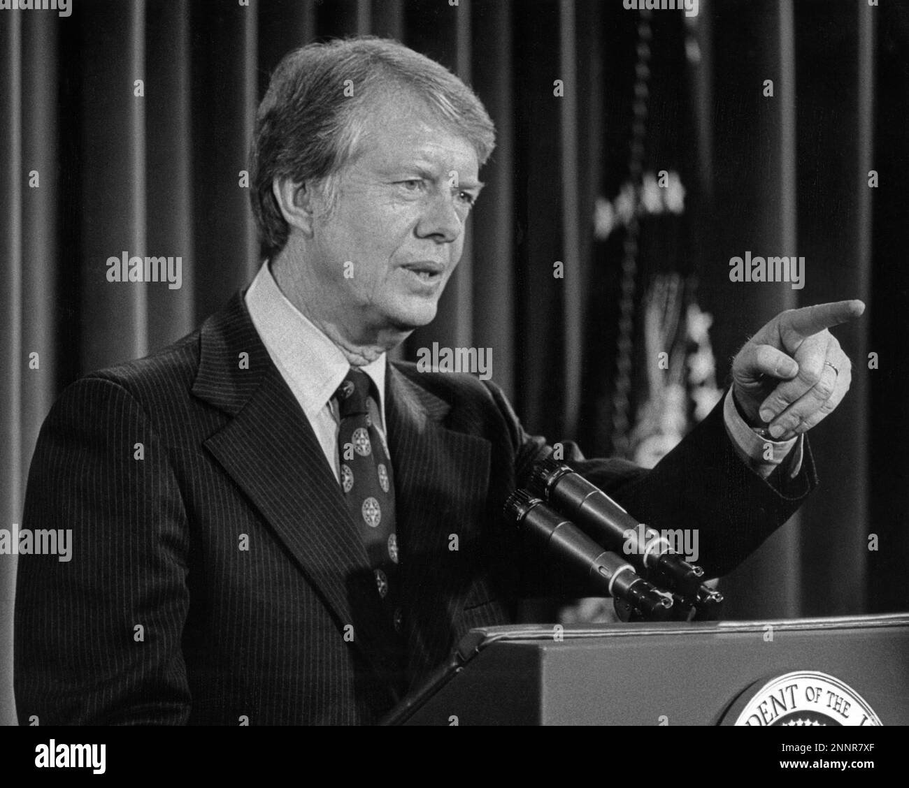 United States President Jimmy Carter holds a nationally televised press ...