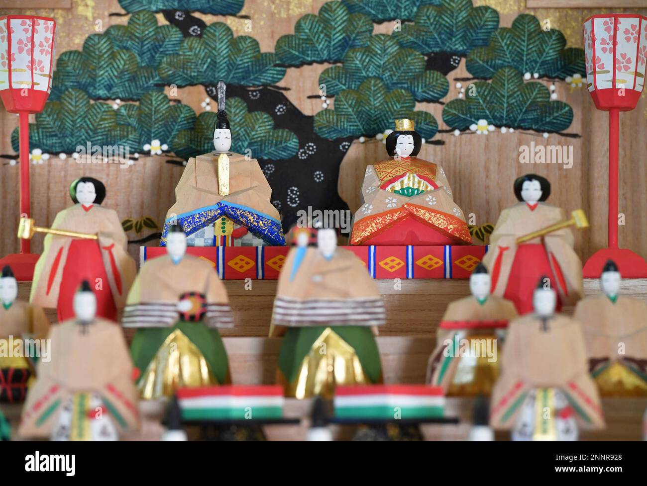 A picture taken on Feb. 28, 2021 shows Hina Dolls of Nara Itto-bori in ...