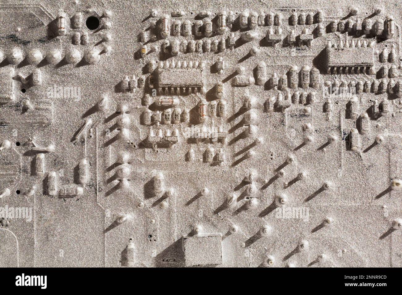 Silver painted computer circuit board details Stock Photo - Alamy
