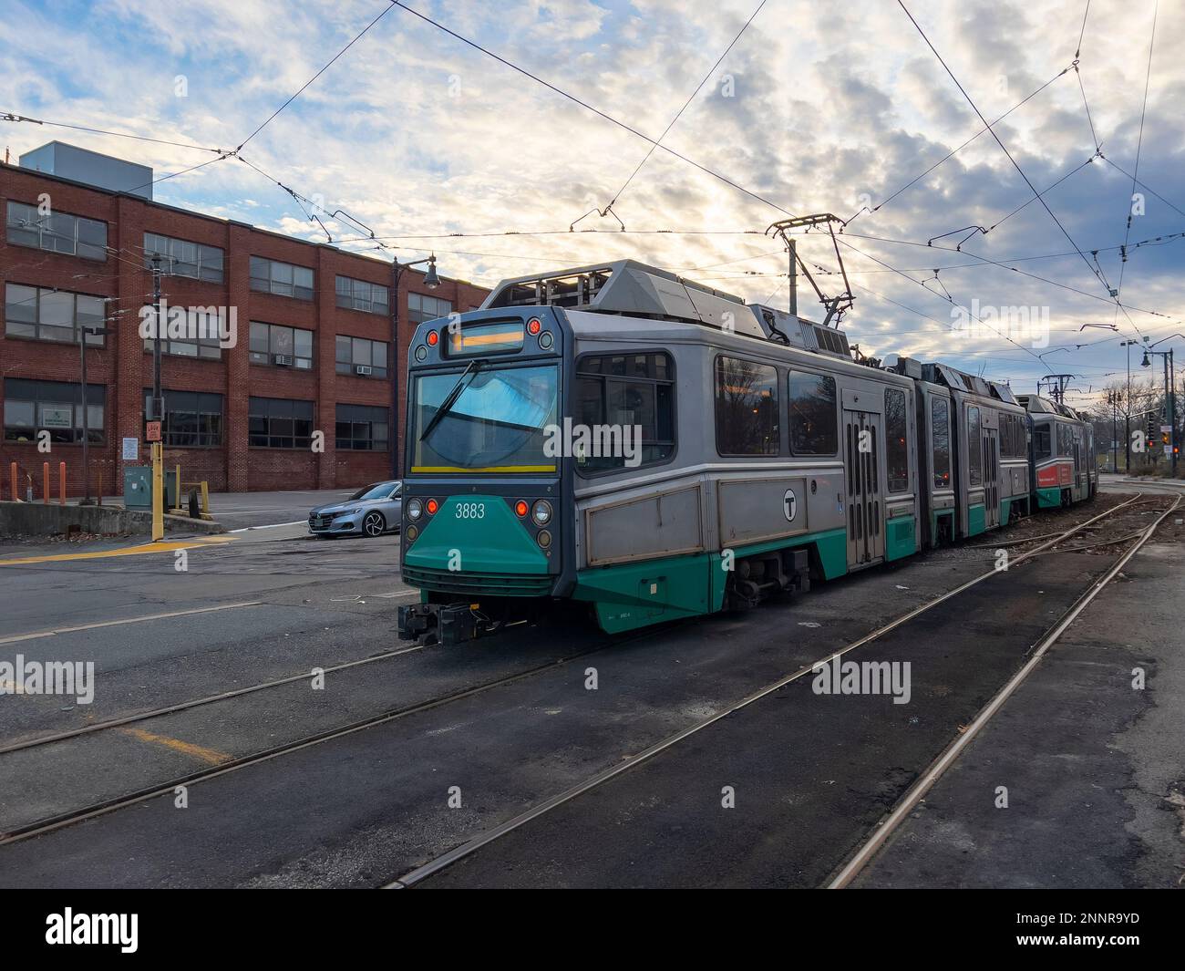 Boston MBTA Green Line Ansaldo Breda Type 8 train at Cleveland Circle ...