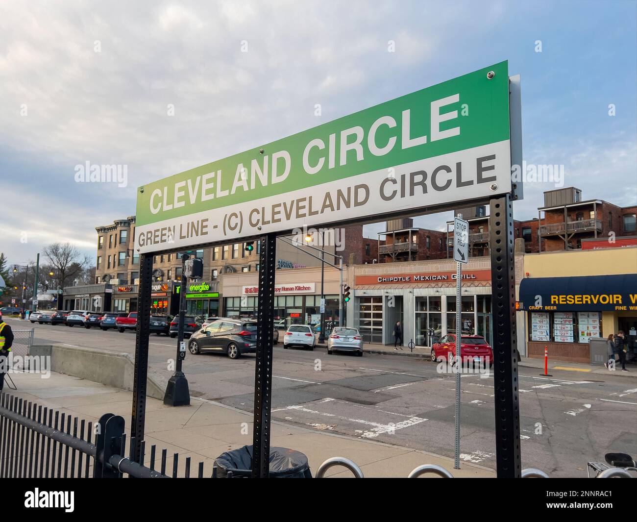 Boston MBTA Green Line C branch terminal Cleveland Circle platform on ...
