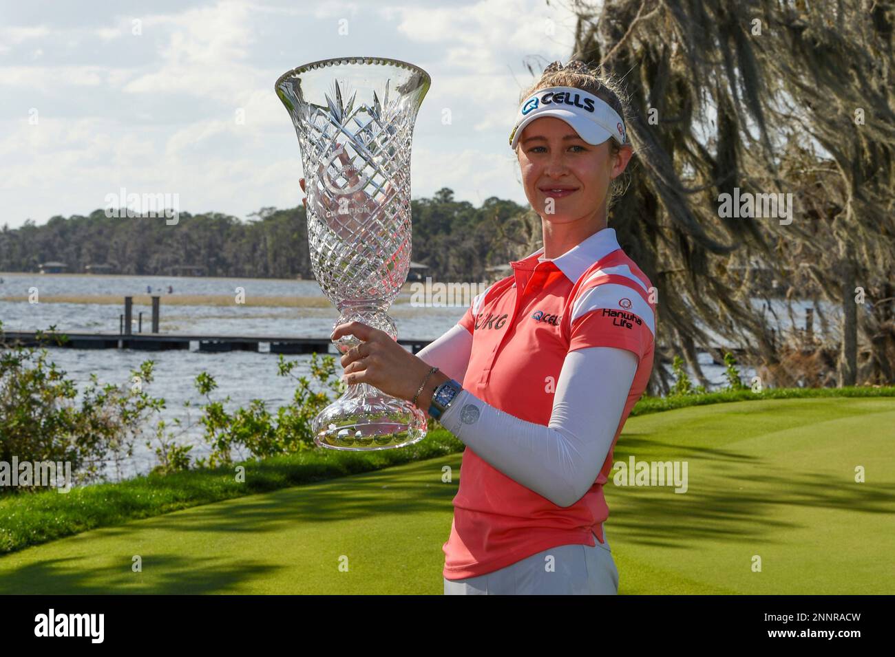 ORLANDO, FL - FEBRUARY 28: Nelly Korda (USA)with the trophy for winning the LPGA Gainbridge ...