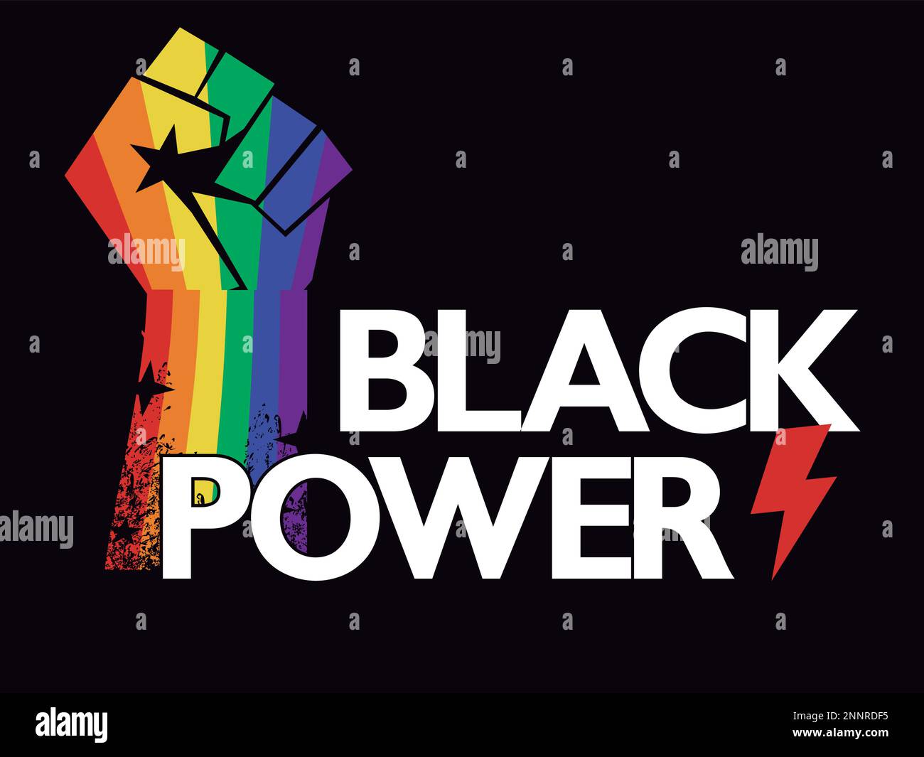 Black Power. T-shirt design of a fist with the colors of the rainbow ...