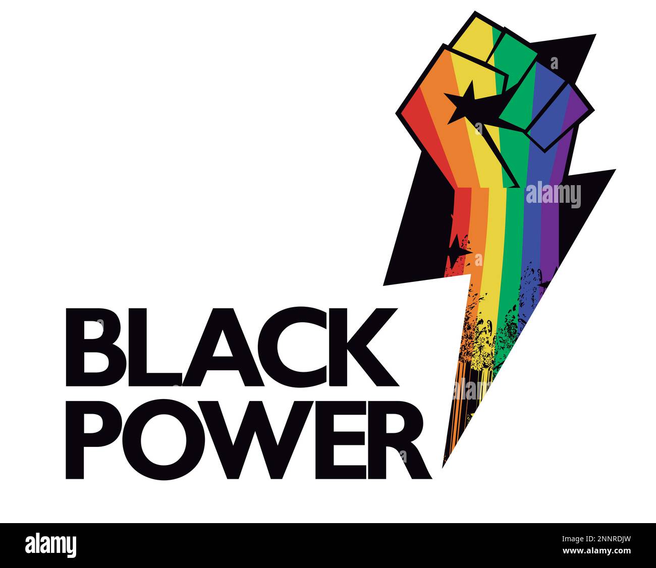 Black Power. T-shirt design of a fist with the colors of the rainbow ...