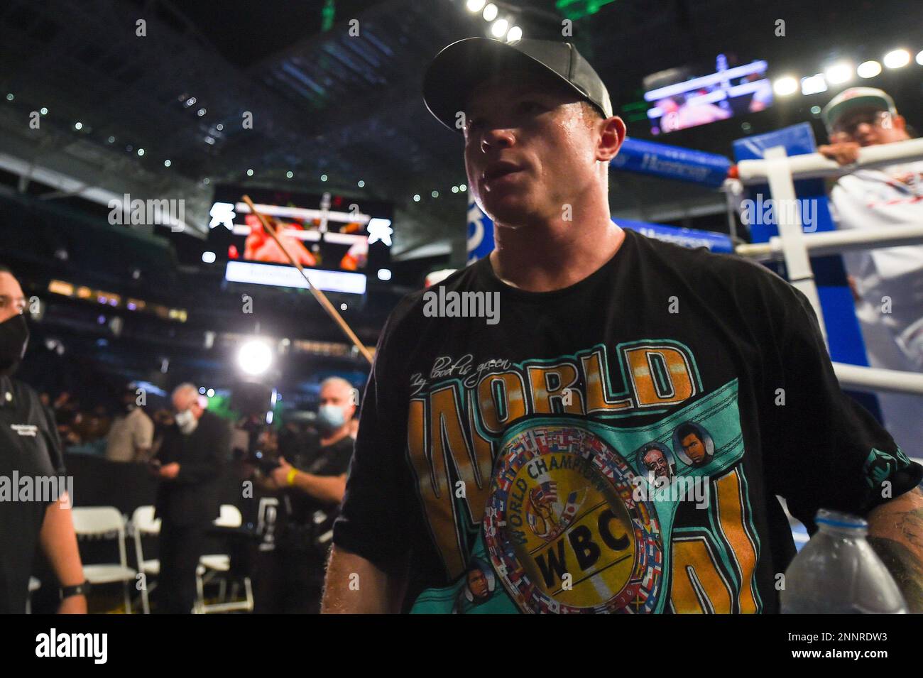 Boxer Saul "Canelo" Alvarez walks out of the stadium after defeating ...