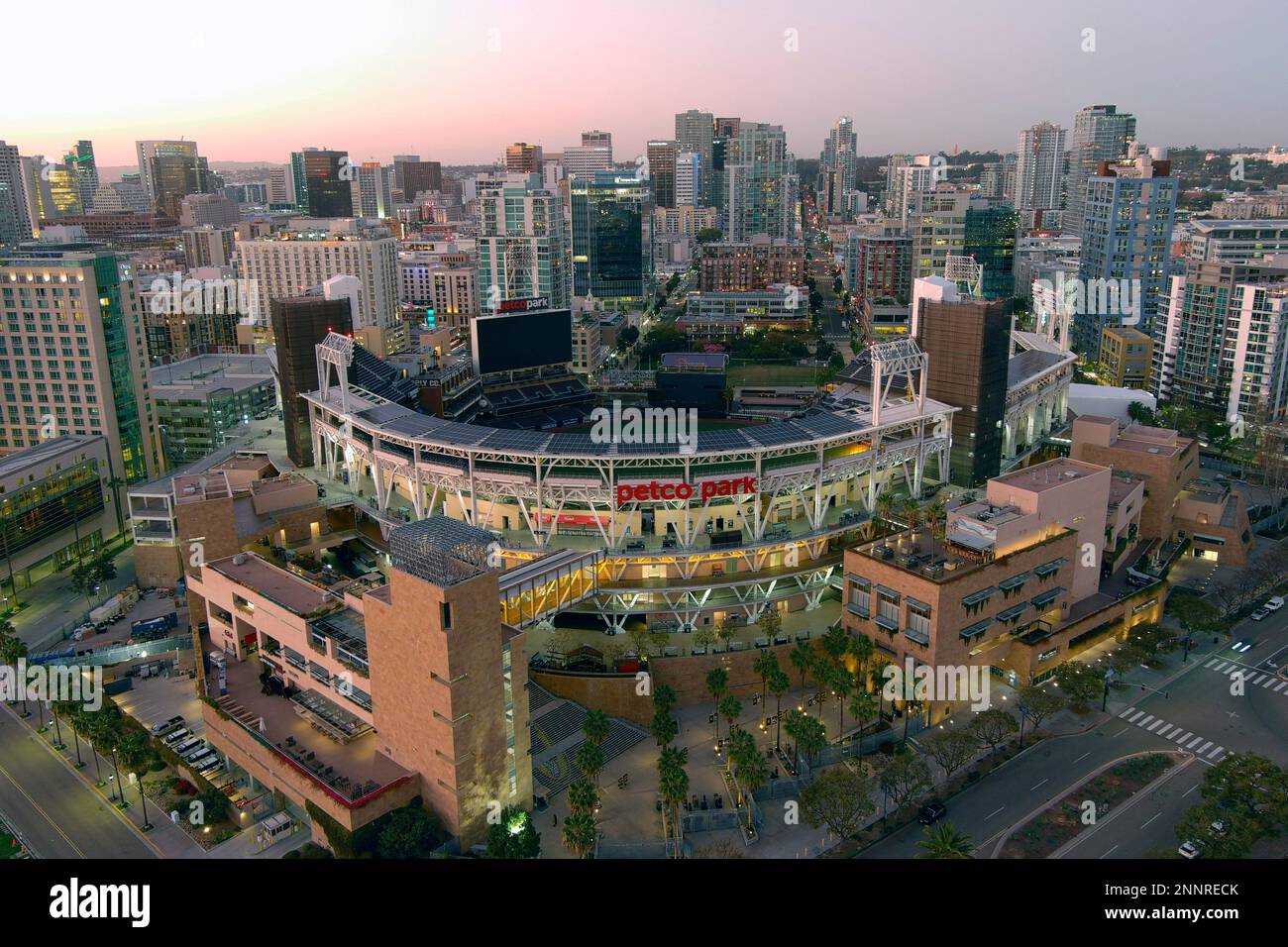 An aerial view of Petco Park, Thursday, Feb. 25, 2021, in San Diego ...