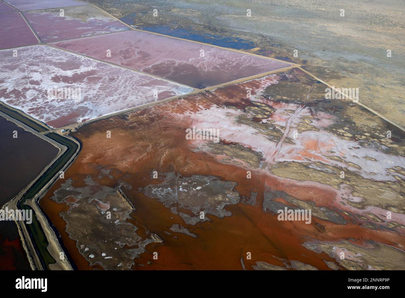 Saltworks, salt production, aerial view, Walfish Bay, Erongo region ...