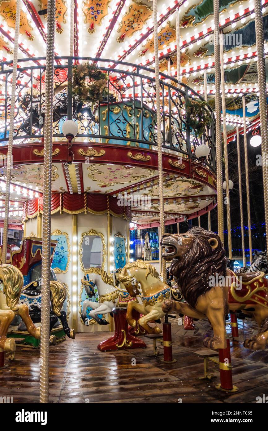 CARDIFF, WALES/UK - DECEMBER 15 : Carousel at Christmas in Cardiff ...