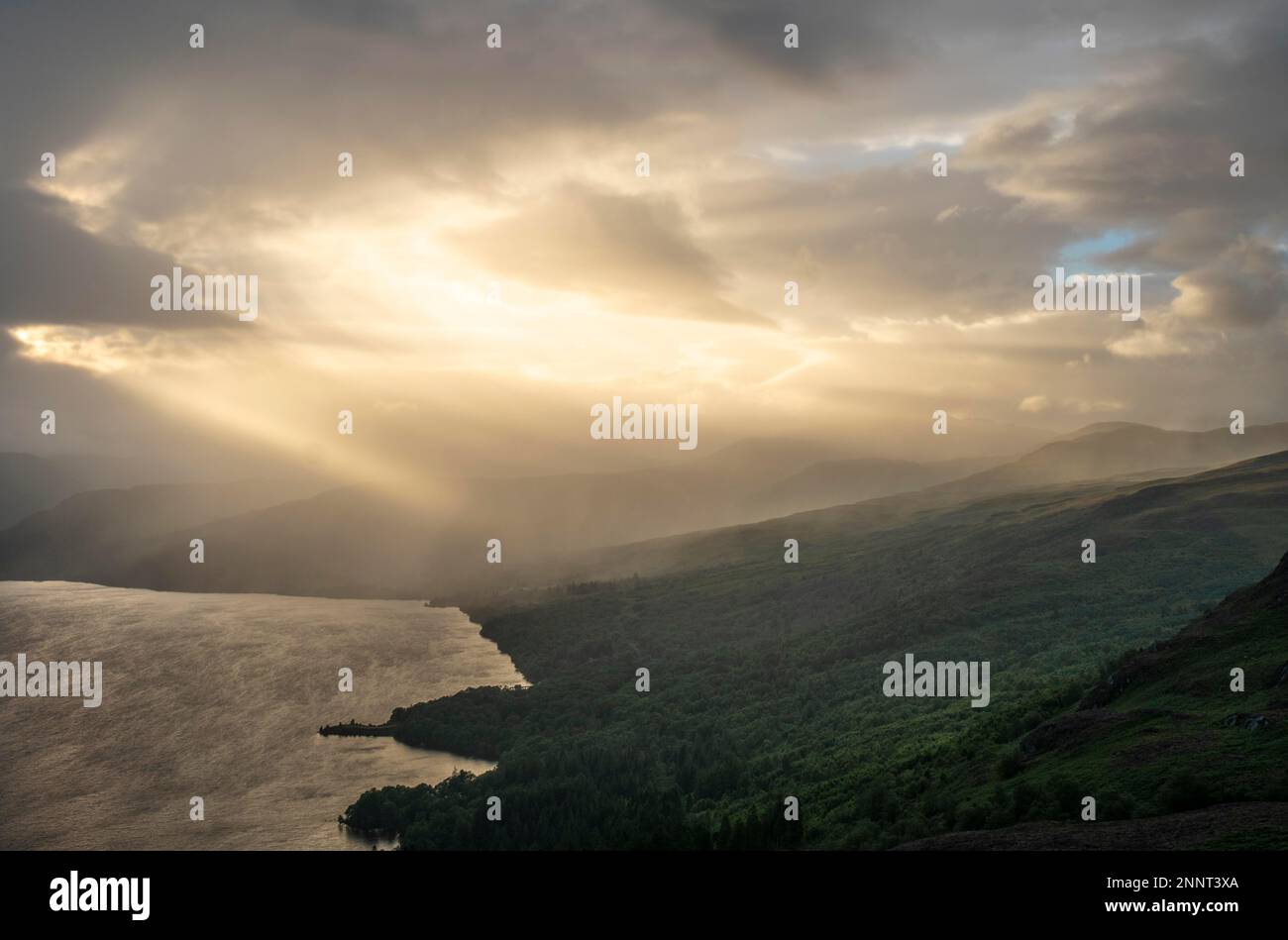 View over Loch Katrine from Ben Aan, The Trossachs, Scottish Highlands ...