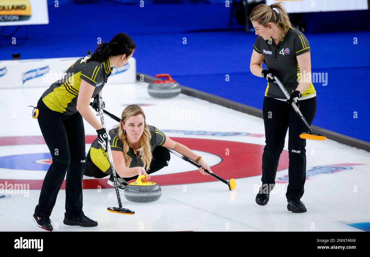 Team Wild Card 1 skip Chelsea Carey makes a shot against Team ...