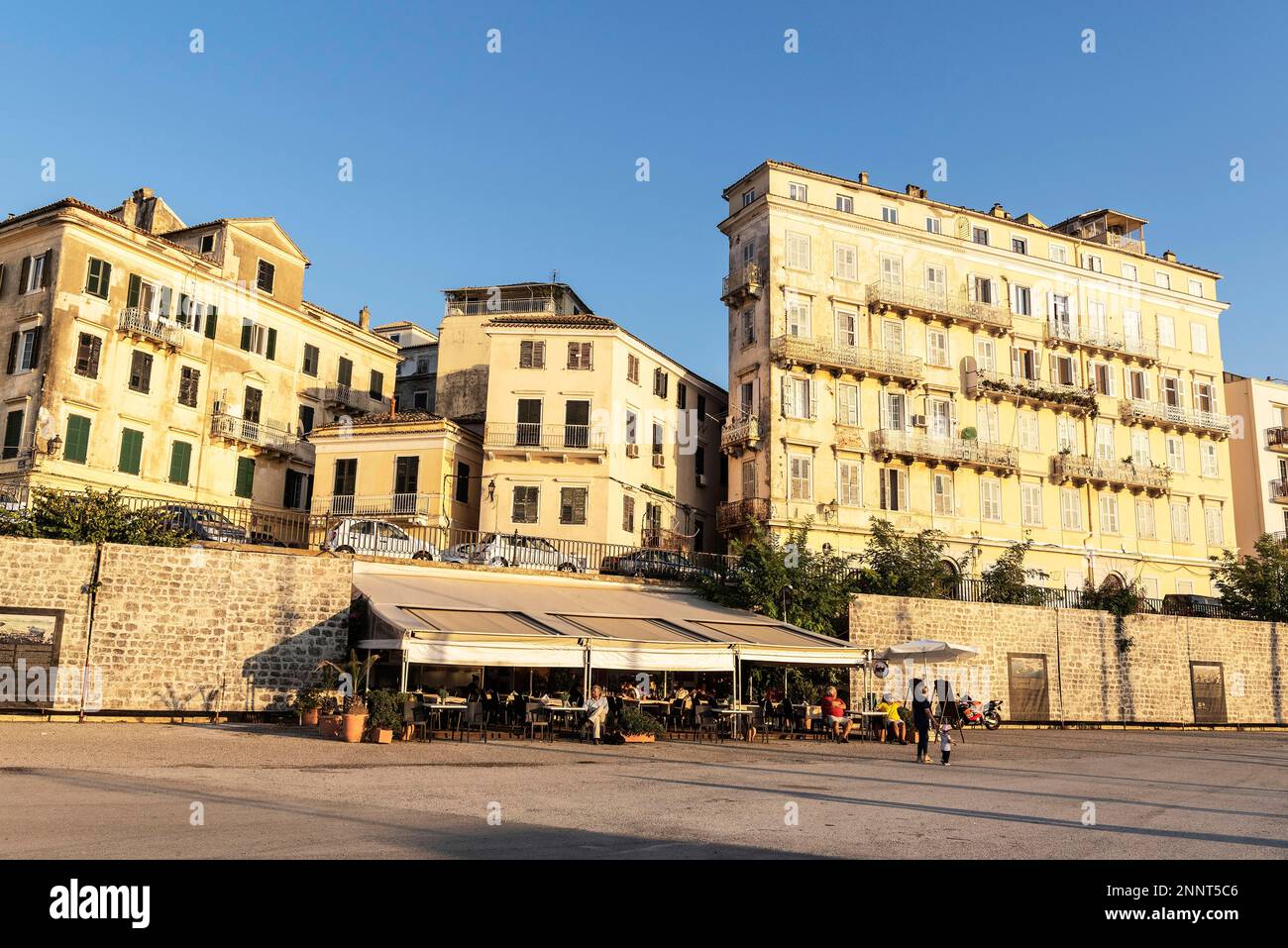 Taverna, restaurant, old harbour, Kerkyra, Corfu Island, Ionian Islands ...