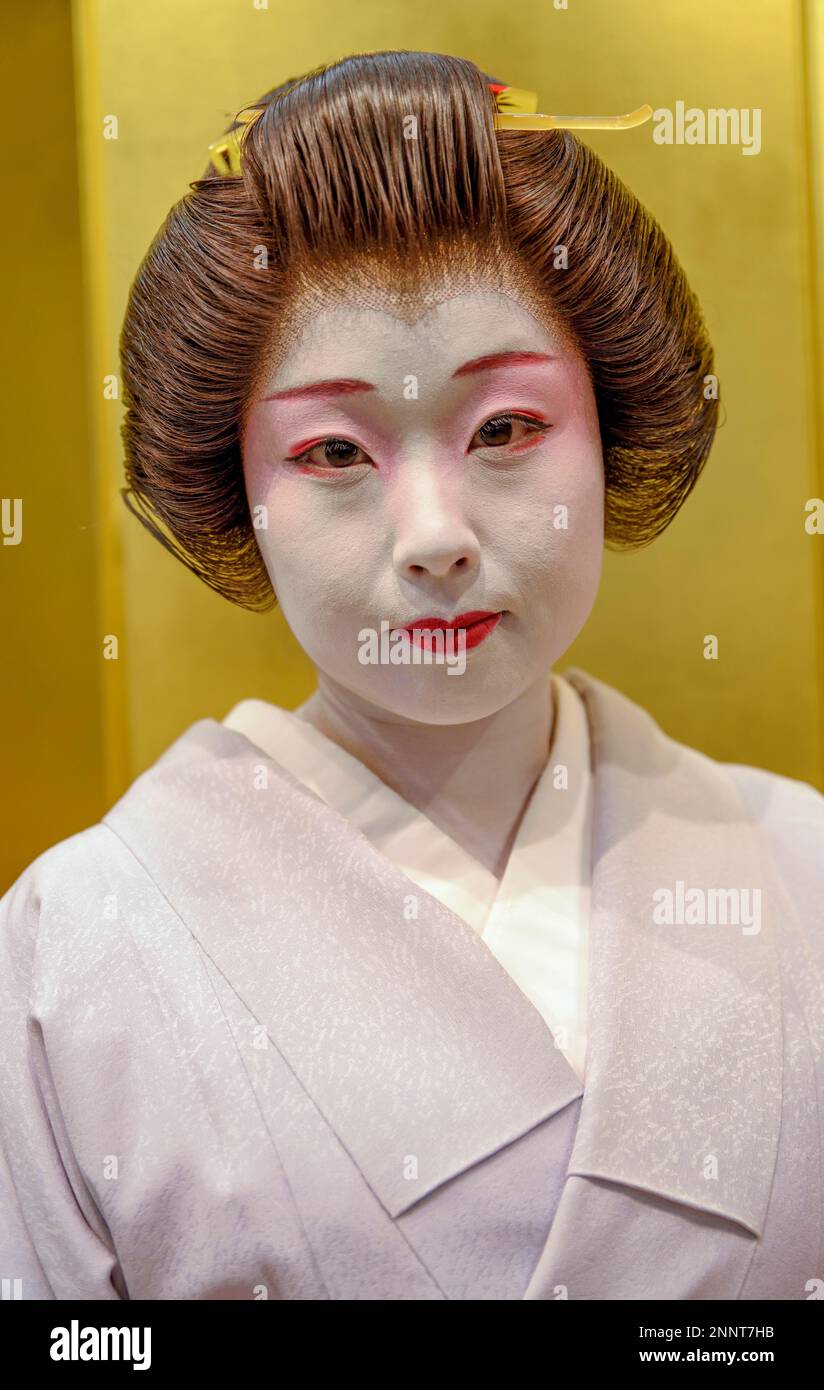 Geisha in traditional costume, portrait, Omori, Tokyo, Japan Stock ...