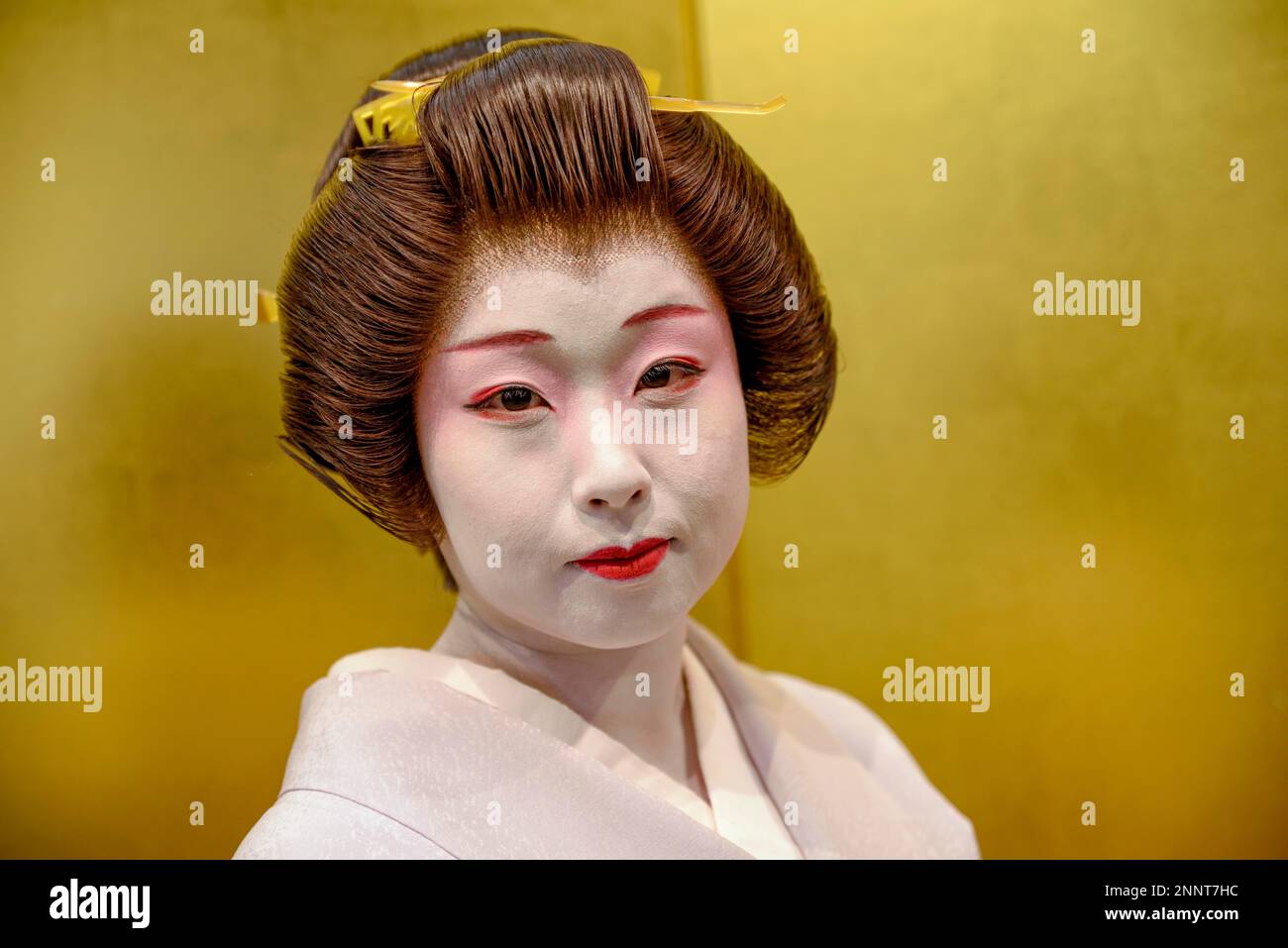 Geisha in traditional costume, portrait, Omori, Tokyo, Japan Stock ...