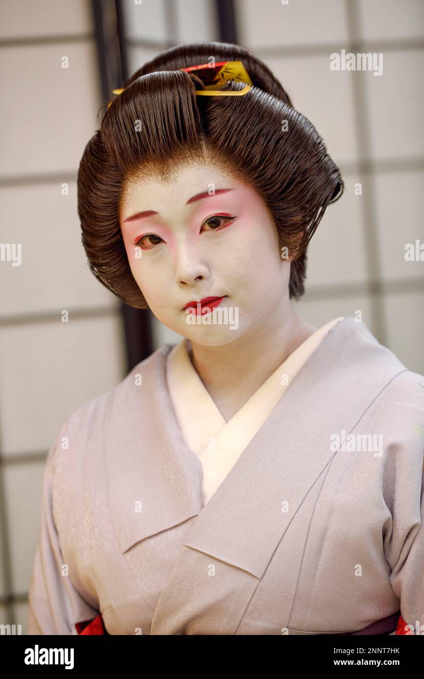Geisha in traditional costume, portrait, Omori, Tokyo, Japan Stock ...