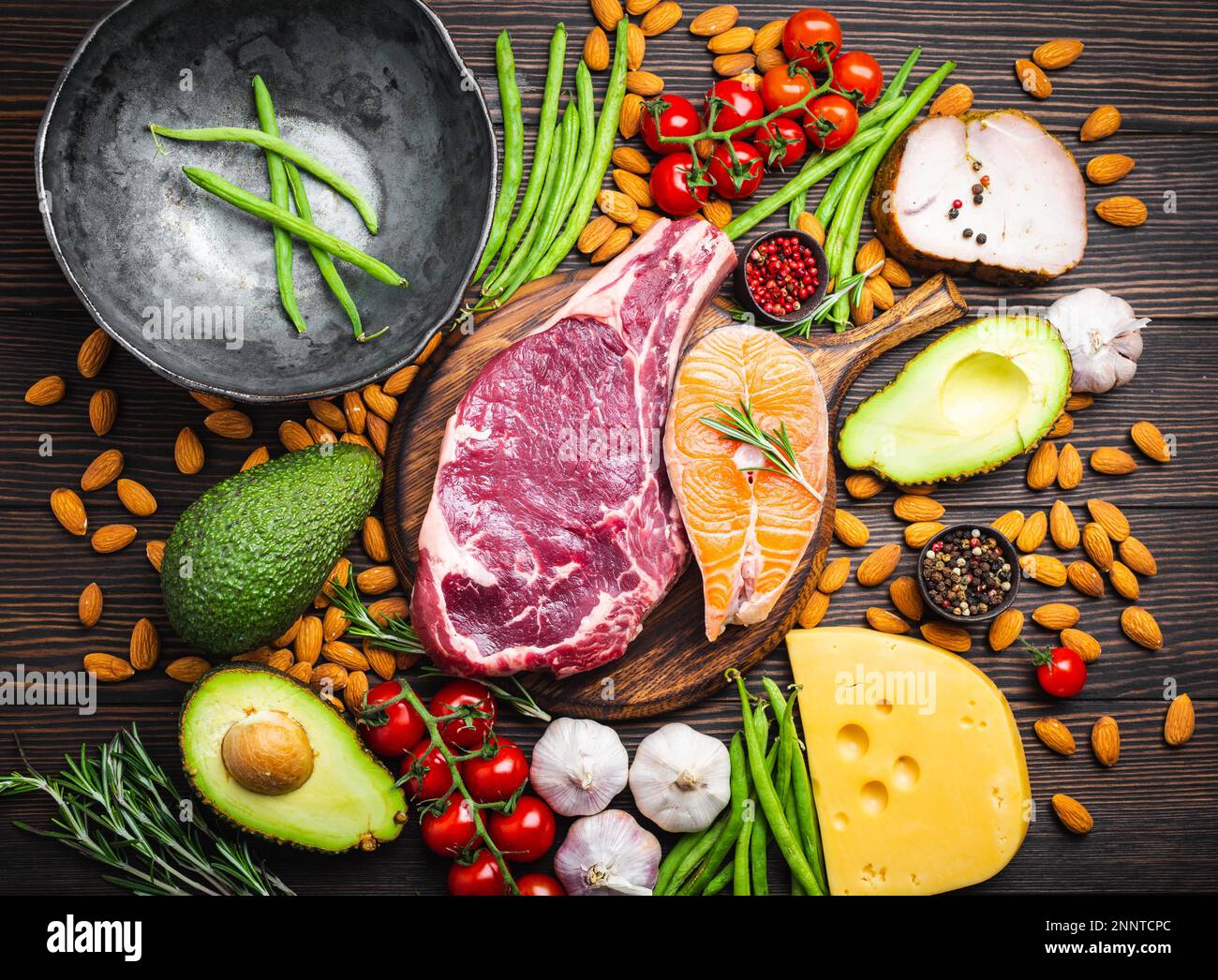 Making dinner with low carbs ingredients for healthy eating concept and ...