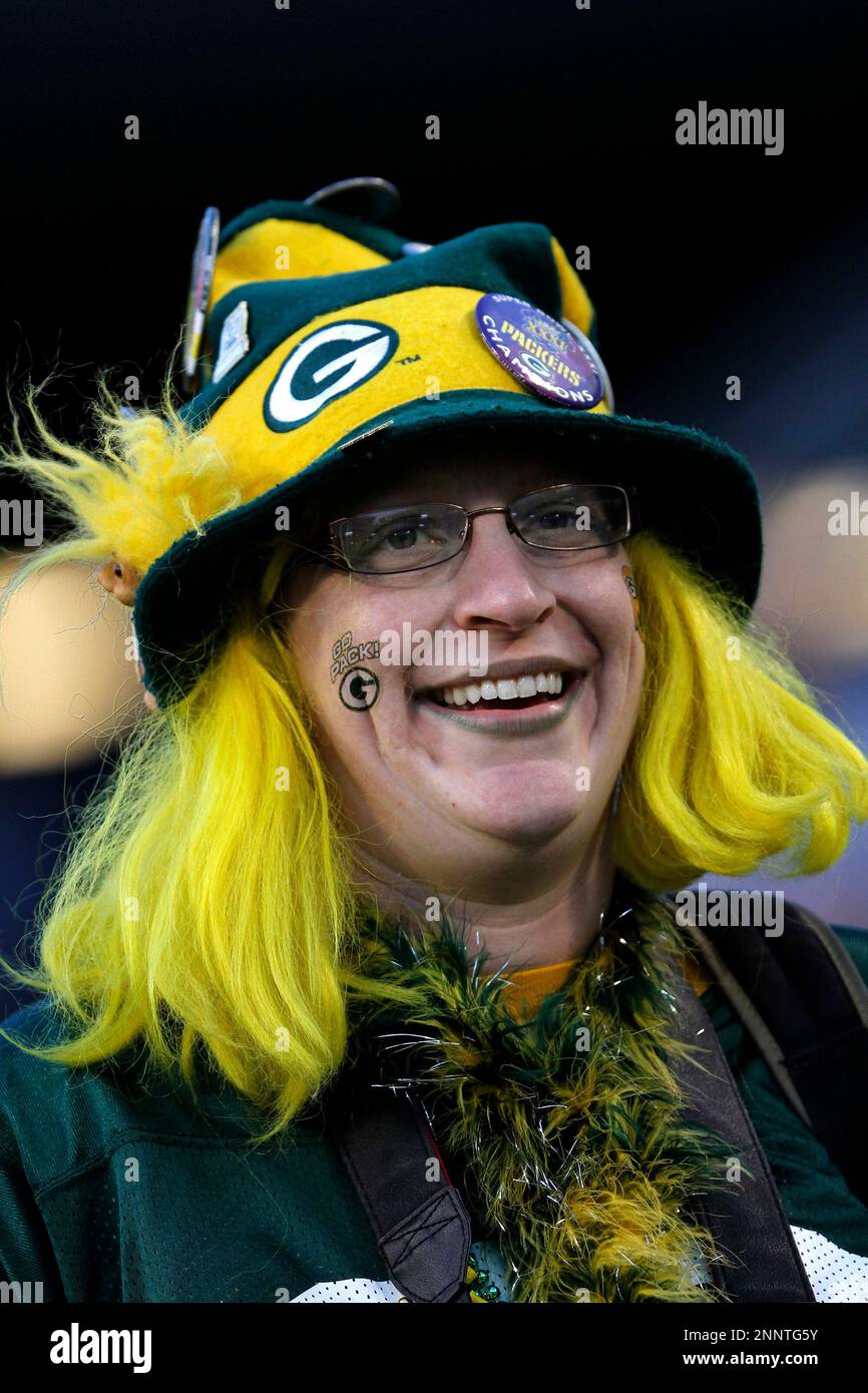 27 September 2010:A Green Bay Packers fan is dressed for her team ...