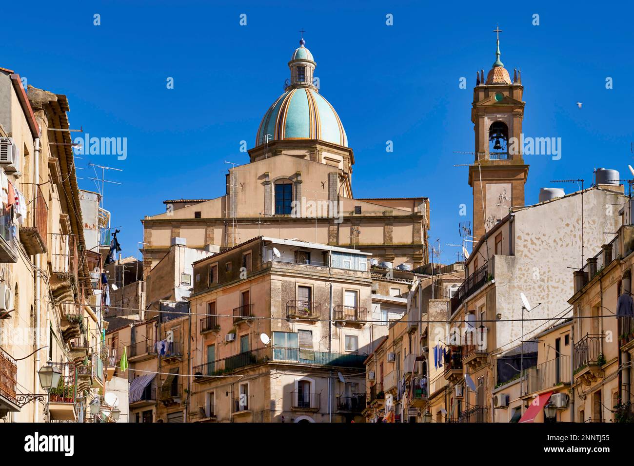 Traditional buildings in the streets of the old town of Caltagirone ...