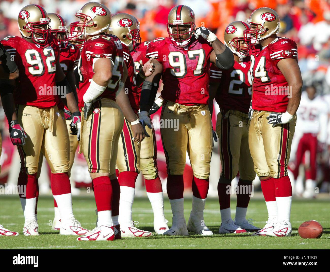 10 October 2004: From Left to Right, Tony Brown, DT, Jeff Ulbrich, LB ...