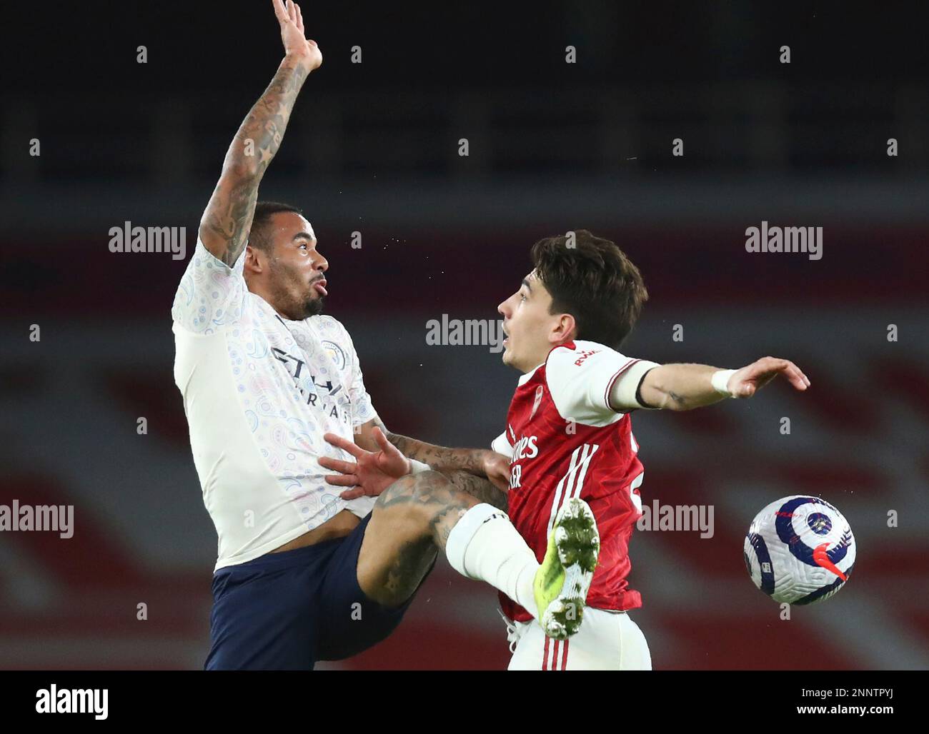 Manchester City's Gabriel Jesus, left, and Arsenal's Hector Bellerin ...