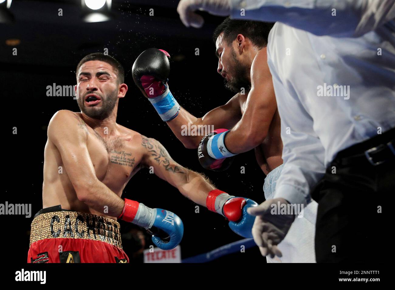 Ramon Cardenas (R) fights Angel Contreras during a One For All ...