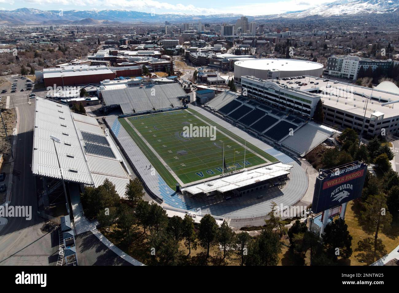An aerial view of Mackay Stadium on the campus of the University of ...