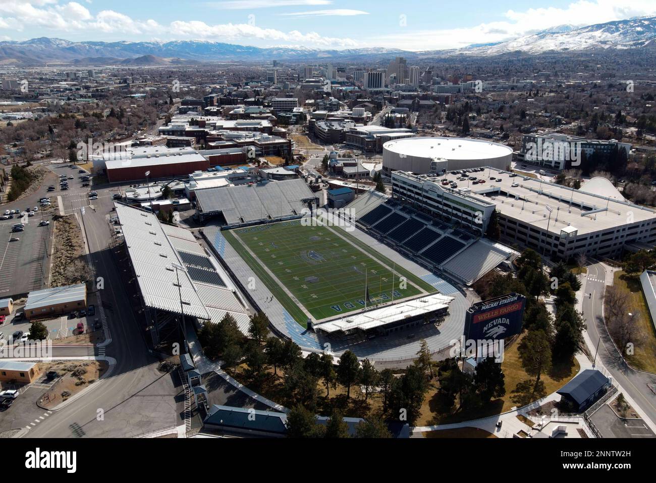 An aerial view of Mackay Stadium on the campus of the University of ...