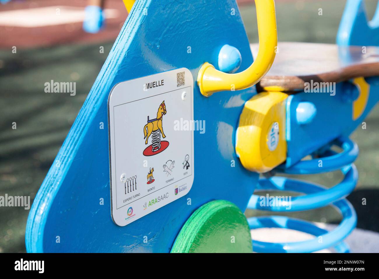Pictogram or visual plaque installed in a park for children with Autism ...