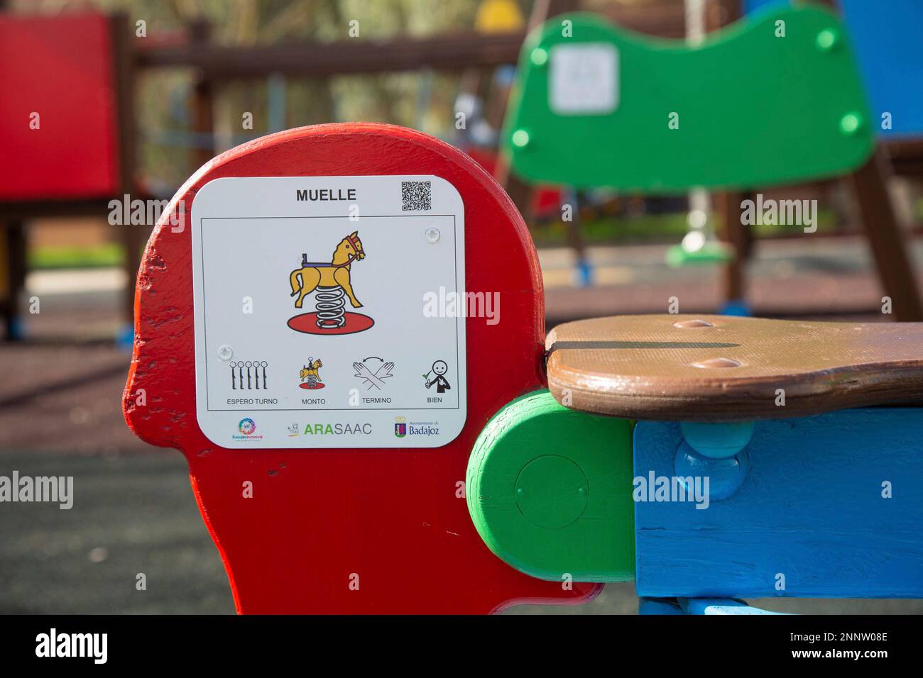 Pictogram or visual plaque installed in a park for children with Autism ...