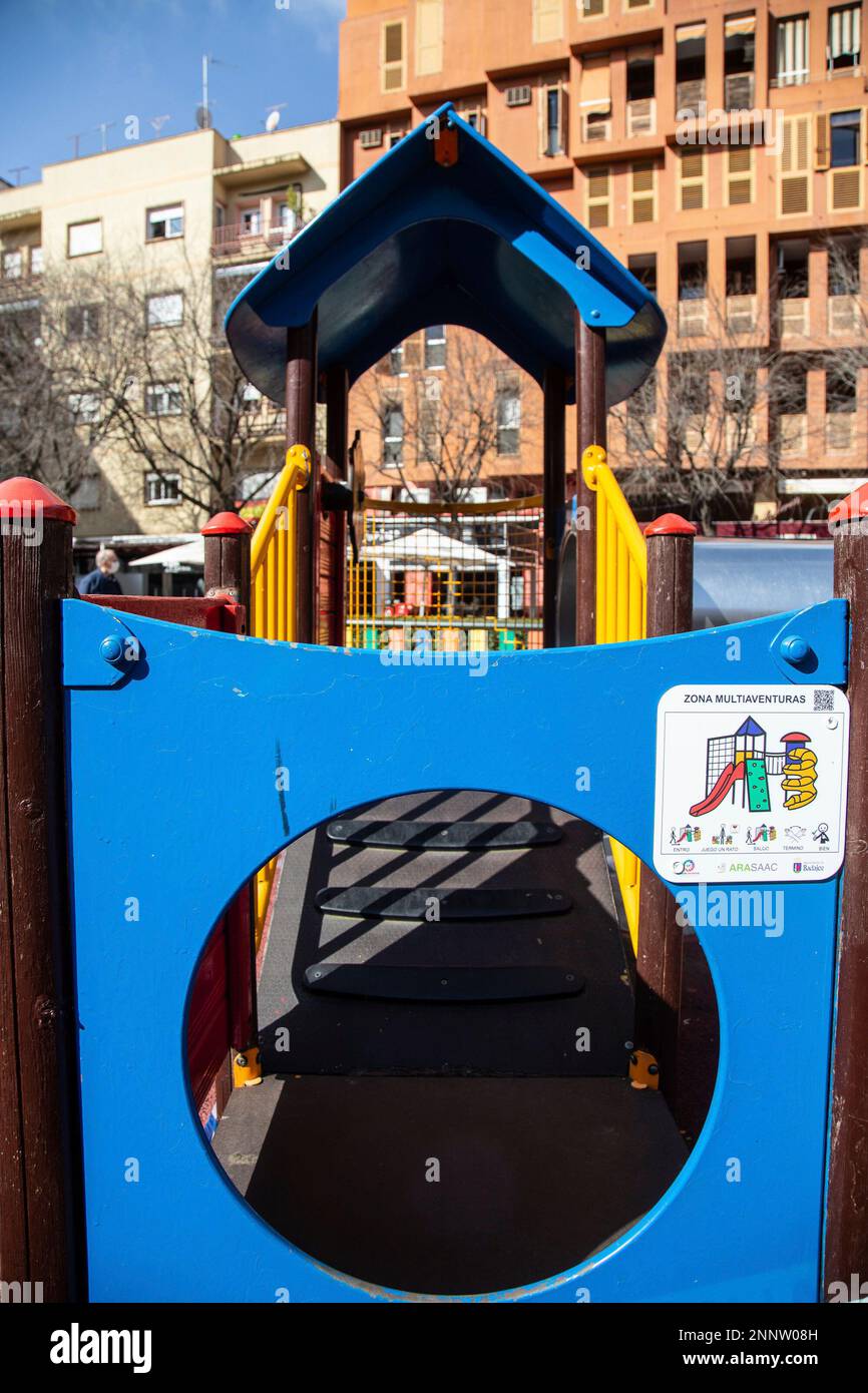 Pictogram or visual plaque installed in a park for children with Autism ...