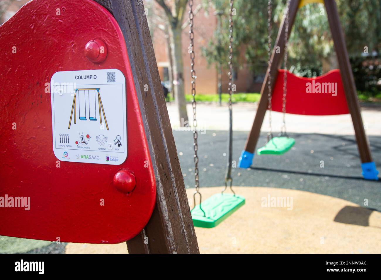 Pictogram or visual plaque installed in a park for children with Autism ...