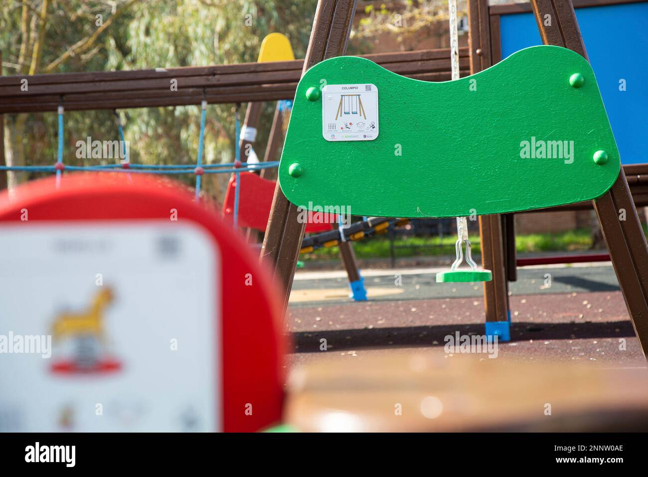 Pictogram or visual plaque installed in a park for children with Autism ...
